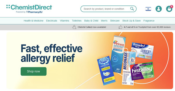 Chemist Direct - תוספי תזונה - אתרי קניות בחו"ל